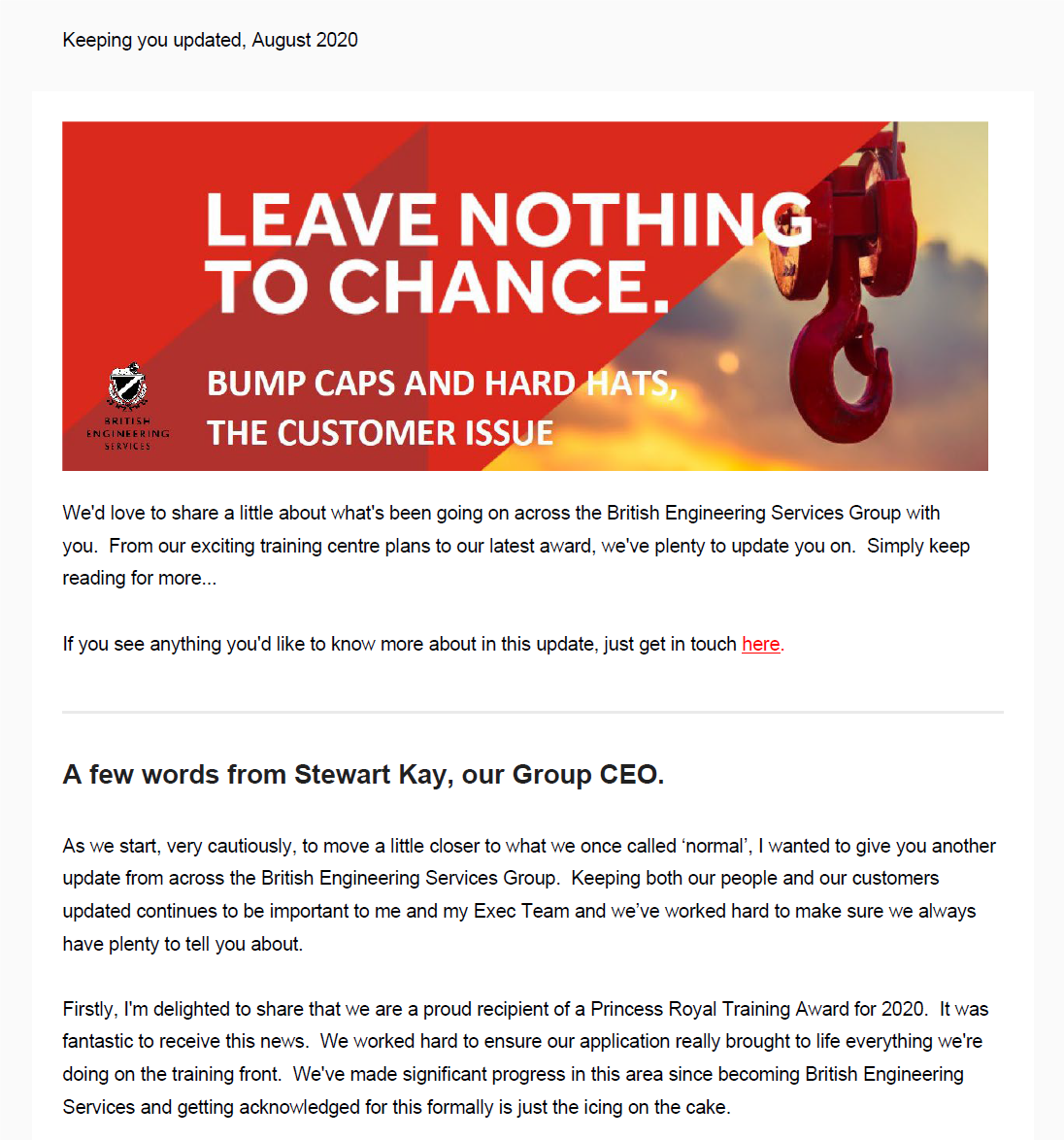 Keeping you updated, August 2020 - Irish Engineering Services